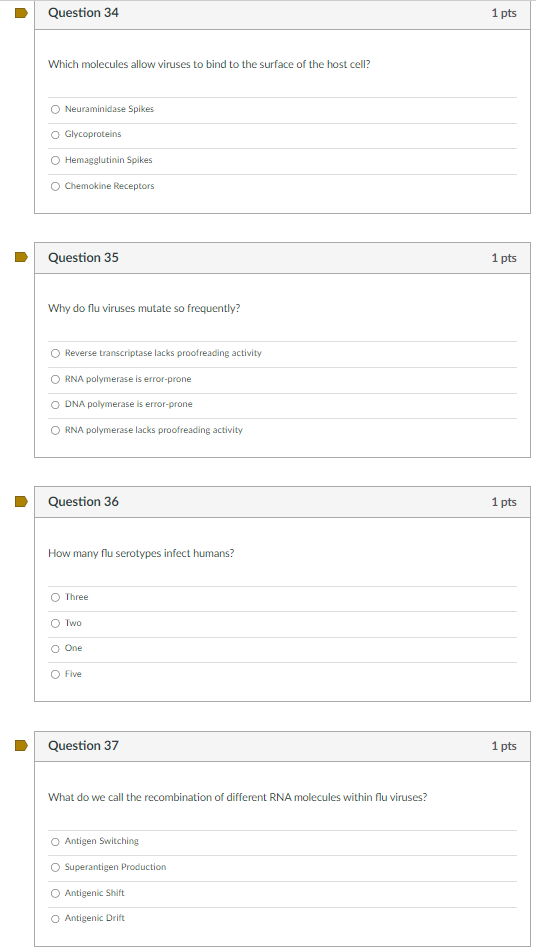 Solved Which molecules allow viruses to bind to the surface | Chegg.com