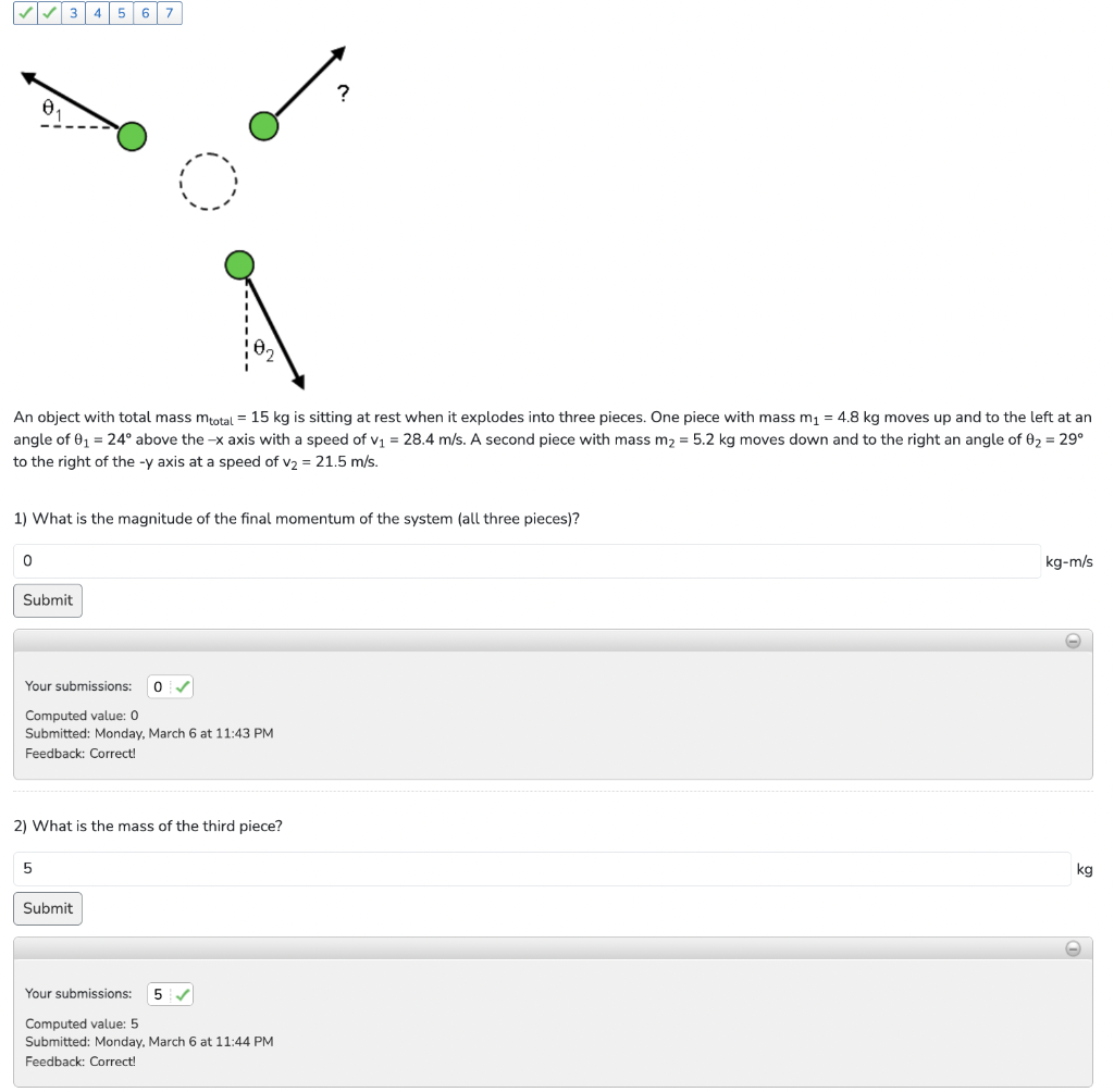 Solved An object with total mass mtotal =15 kg is sitting at | Chegg.com