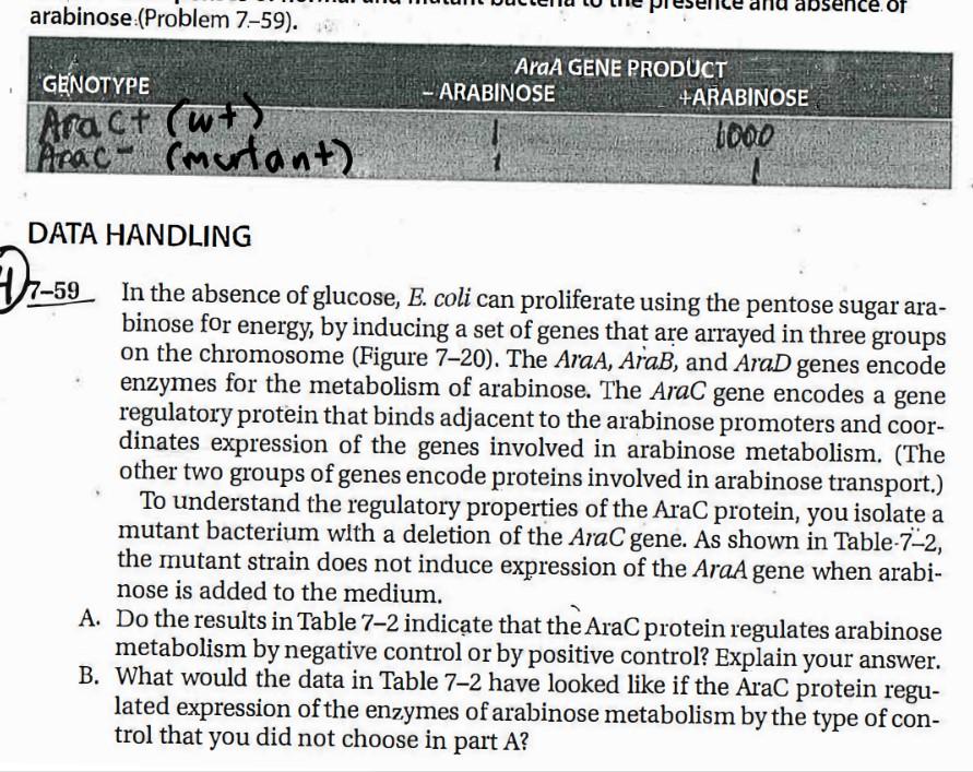 Solved arabinose:(Problem 7.-59). DATA HANDLING 7-59 In the | Chegg.com