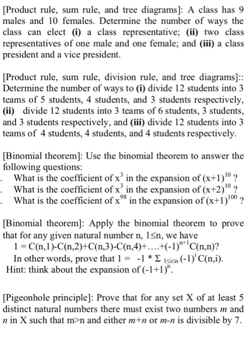 Solved [Product rule, sum rule, and tree diagrams]: A class | Chegg.com
