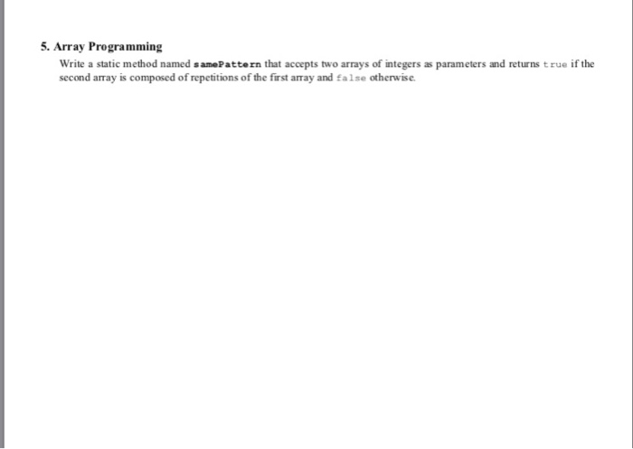 Solved 5 Array Programming Write A Static Method Named
