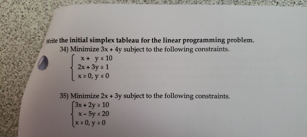 Solved Write the initial simplex tableau for the linear | Chegg.com