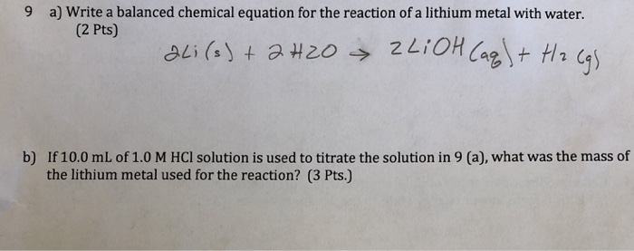 Lithium And Water Equation