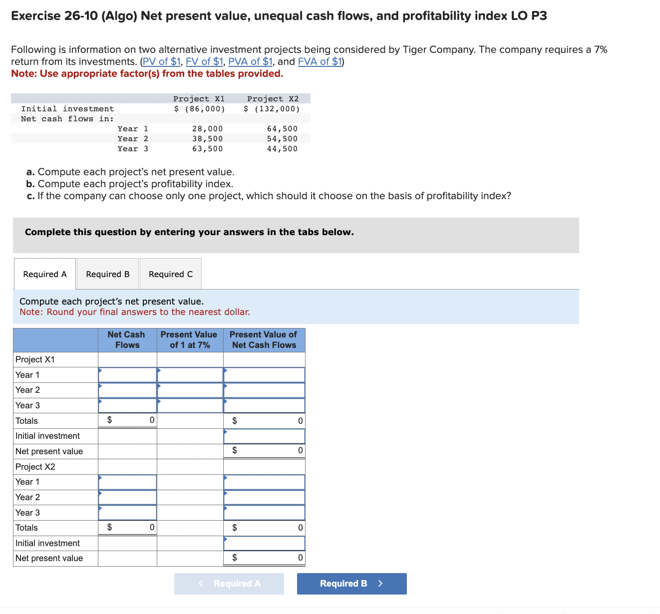 Solved Exercise 26-10 (Algo) Net present value, unequal cash | Chegg.com