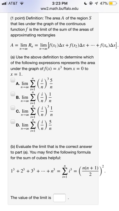 Solved 3:23 PM ww2.math.buffalo.edu l AT&T (1 point) | Chegg.com