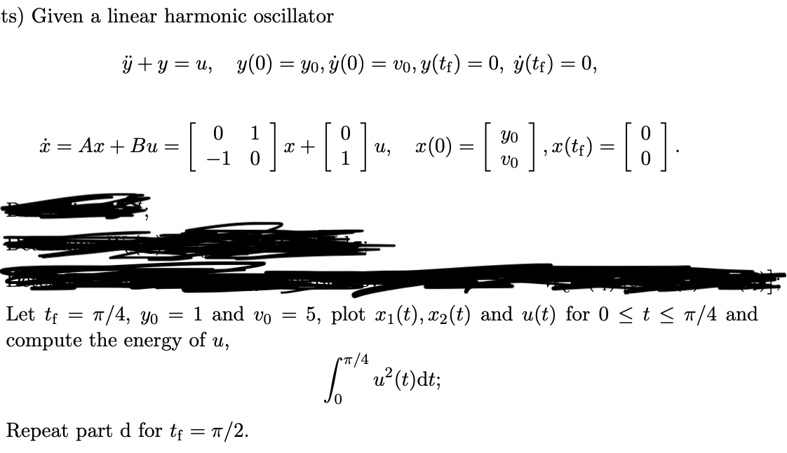 Solved ts) Given a linear harmonic oscillator | Chegg.com