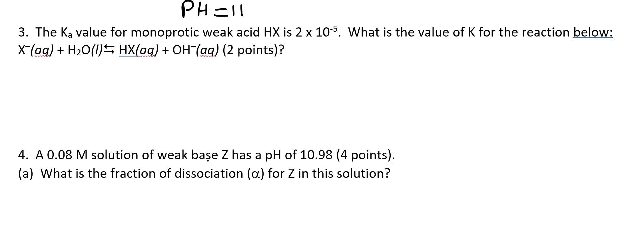 Solved PHI1 3. The Ka value for monoprotic weak acid HX is 2 | Chegg.com