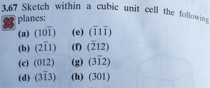 Solved 3,.67 Sketch within a cubic unit cell the followi | Chegg.com