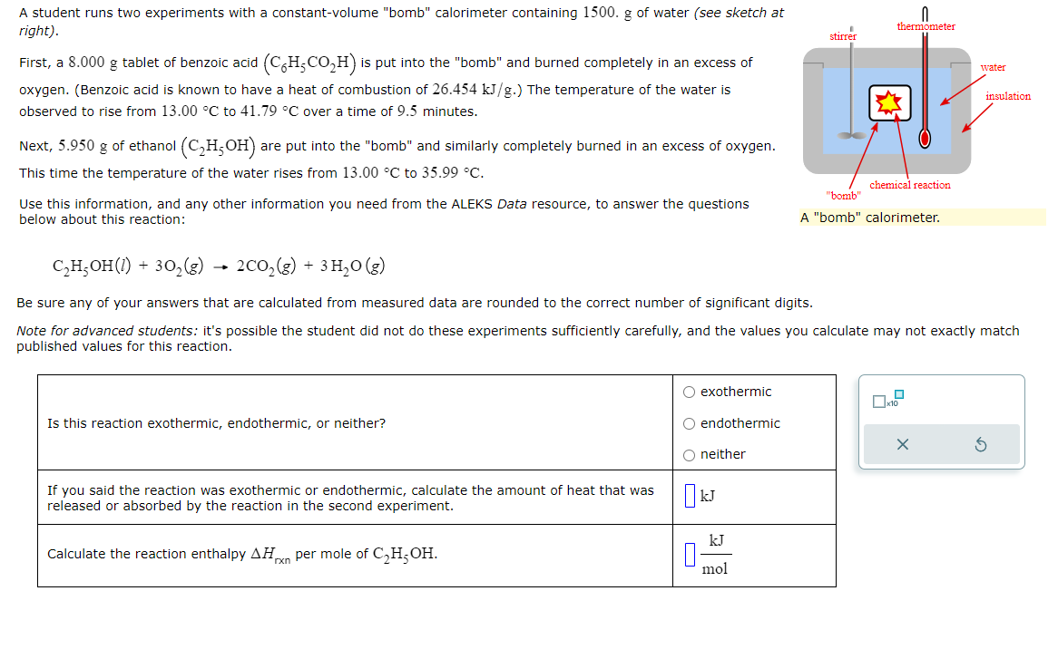 Solved A student runs two experiments with a constant-volume | Chegg.com