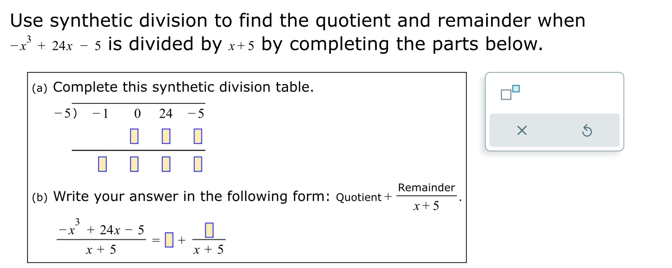 Solved Use synthetic division to find the quotient and | Chegg.com