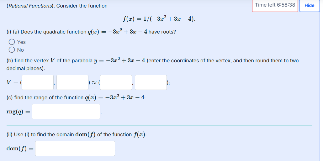 Solved (Rational ﻿Functions). ﻿Consider the | Chegg.com
