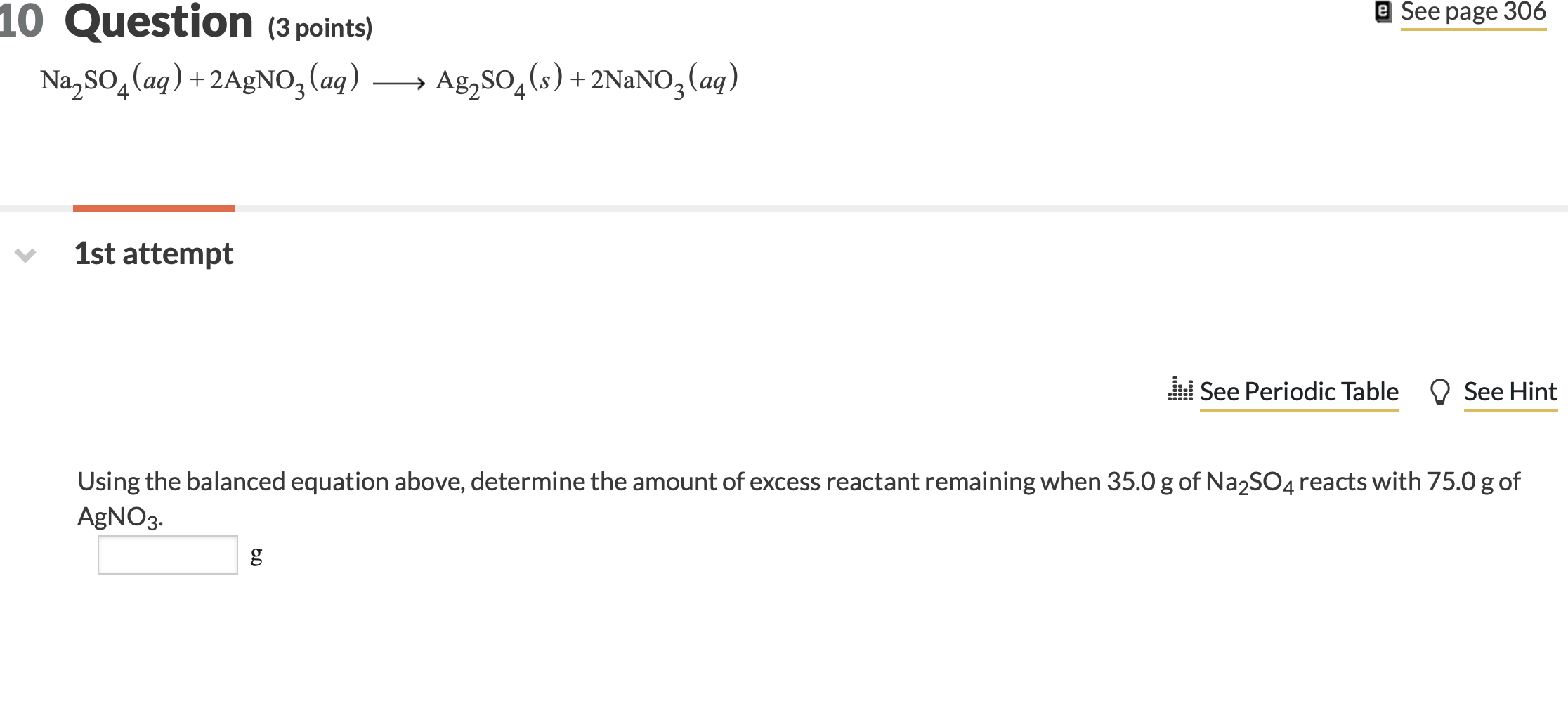 Solved 10 Question (3 points) See page 306 | Chegg.com