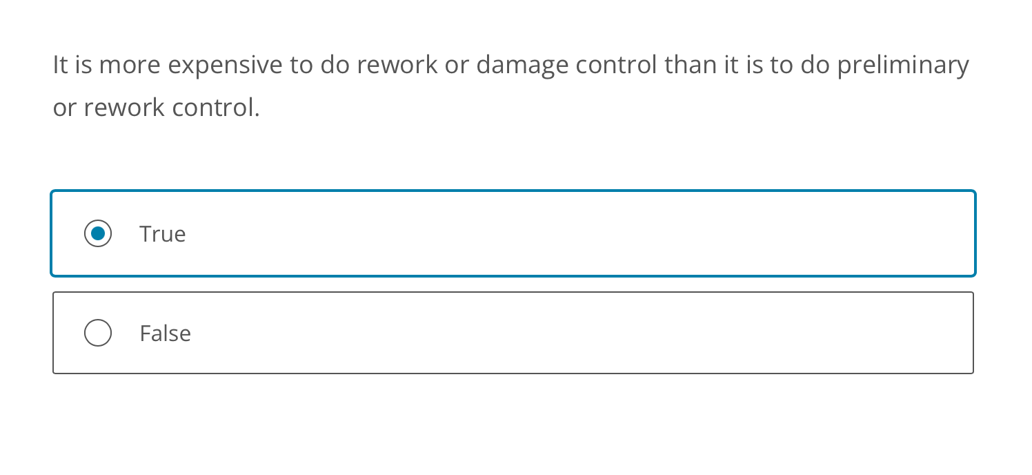 Solved It is more expensive to do rework or damage control | Chegg.com