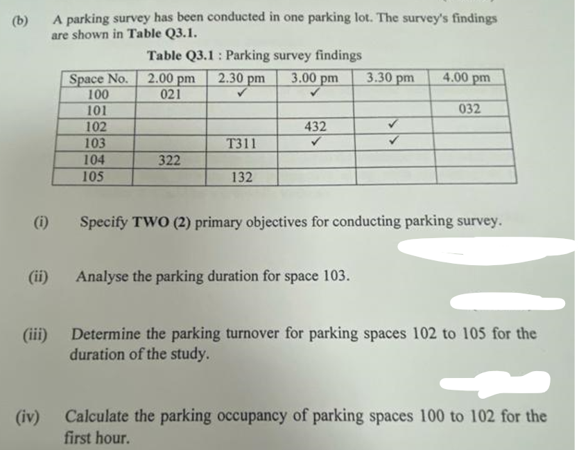 Solved (b) ﻿A parking survey has been conducted in one | Chegg.com