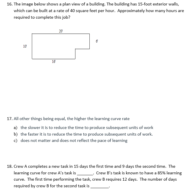 Solved 16. The image below shows a plan view of a building. | Chegg.com