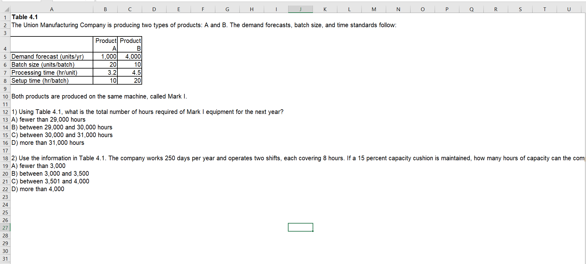 Solved 1) Using Table 4.1, what is the total number of hours | Chegg.com
