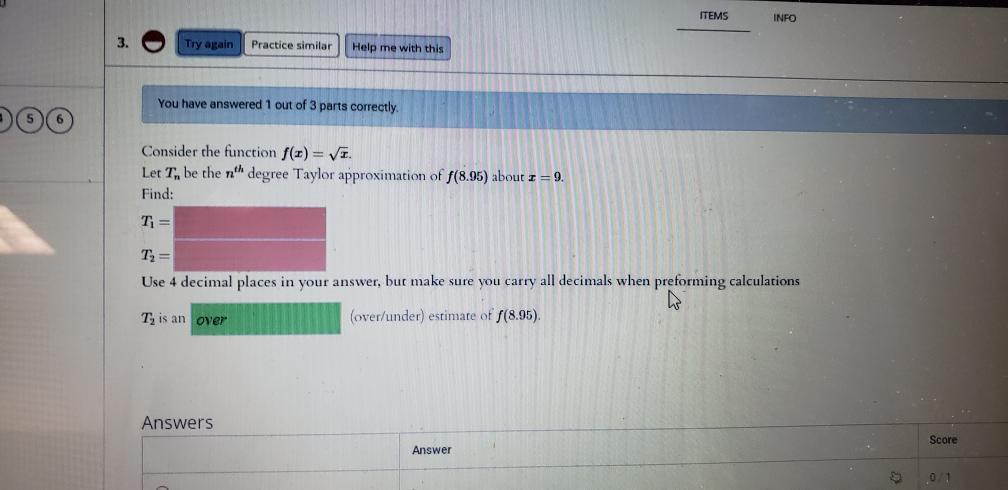 Solved ITEMS INFO 3. Try again Practice similar Help me with | Chegg.com