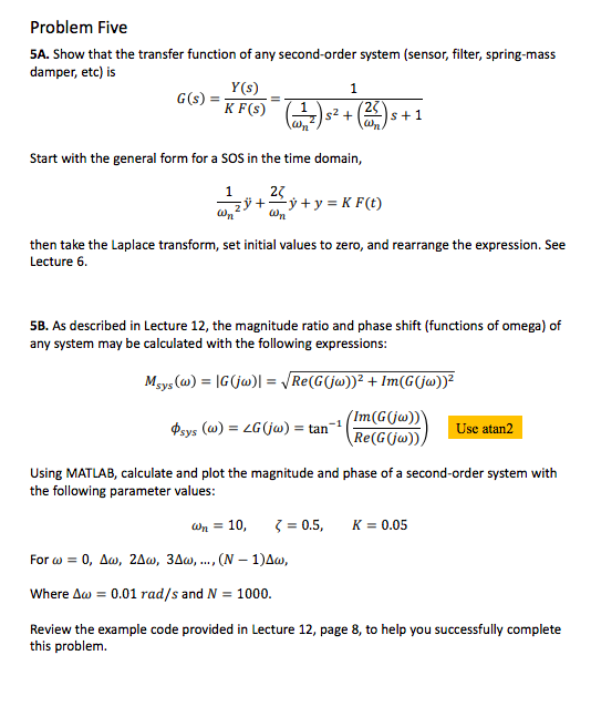 Solved Problem Five 5A. Show that the transfer function of | Chegg.com