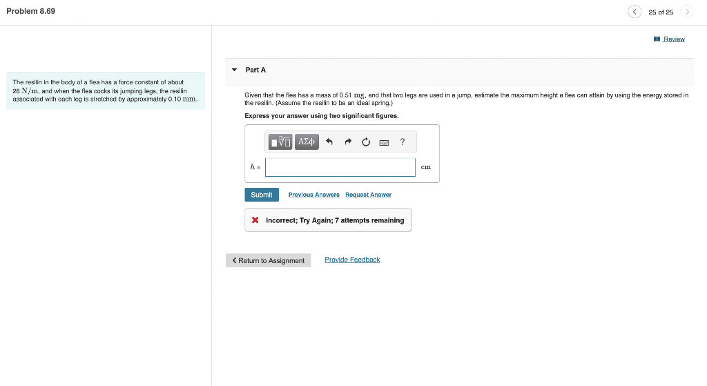 Solved The resilin in the body of a flea has a force | Chegg.com