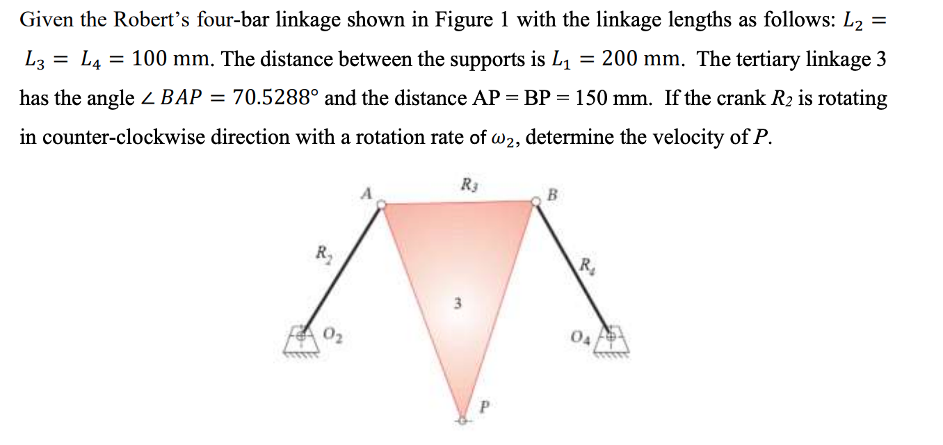 Solved = = - Given the Robert's four-bar linkage shown in | Chegg.com