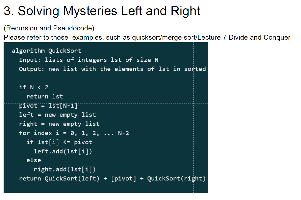 Solved 3. Solving Mysteries Left and Right (Recursion and | Chegg.com
