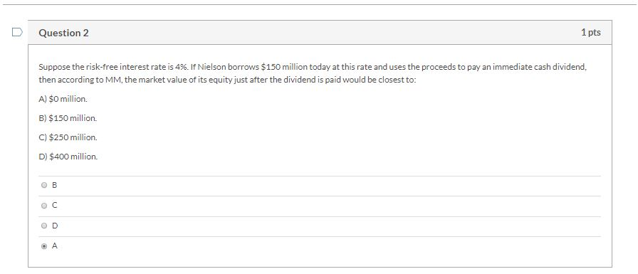 Solved 1pts Question 2 Suppose the risk-free interest rate | Chegg.com