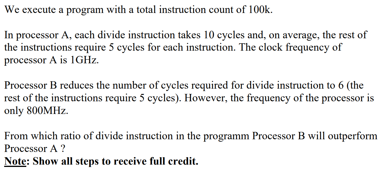 Solved We execute a program with a total instruction count | Chegg.com