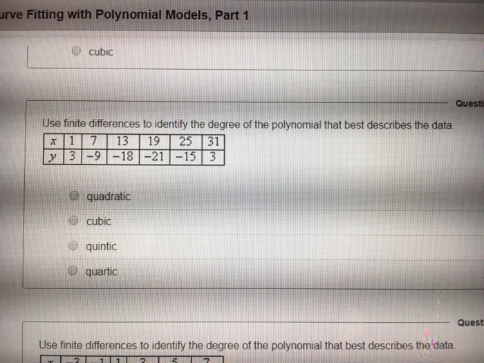 Solved Use Finite Differences To Identify The Degree Of The