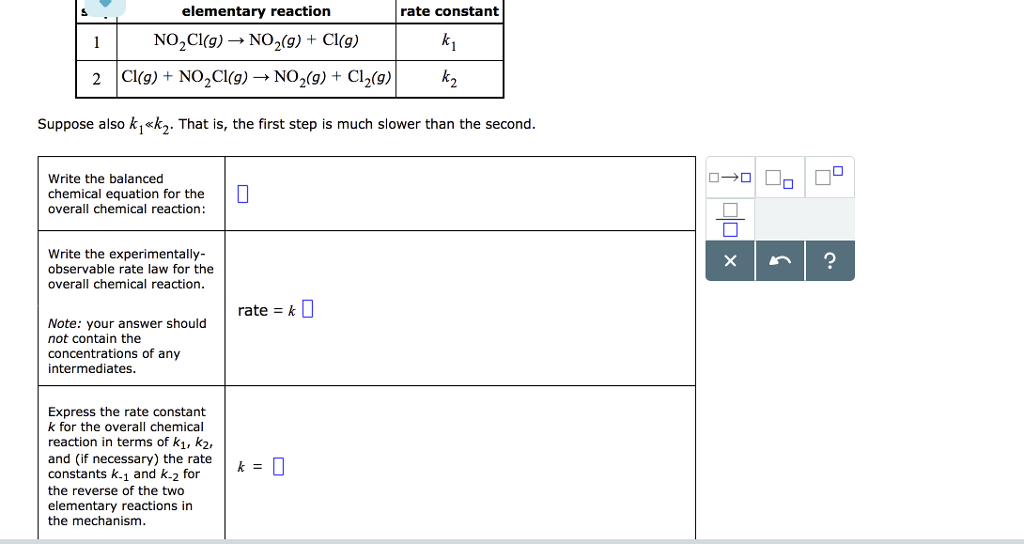 Solved 5 elementary reaction rate constant NO2Cl(g) NO2(g) | Chegg.com