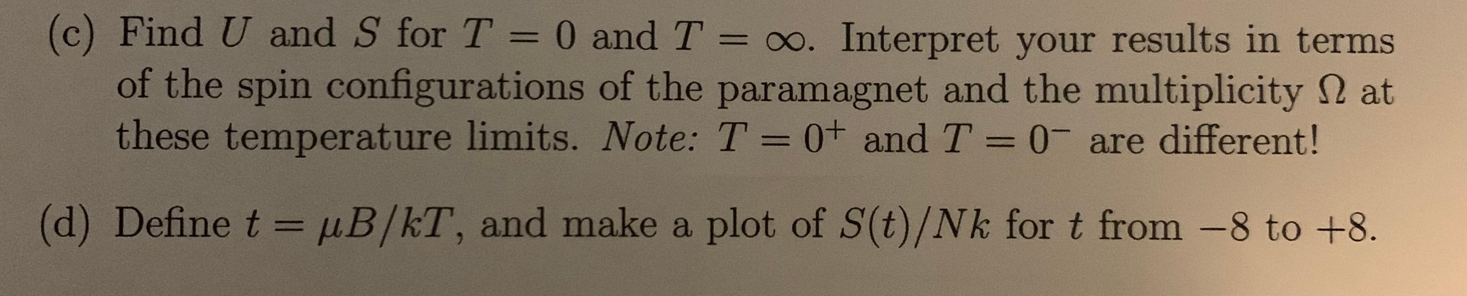 Solved If we have a three-state paramagnet. In this model, | Chegg.com