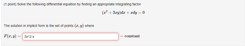 Solved (1 point) Solve the following differential equation | Chegg.com