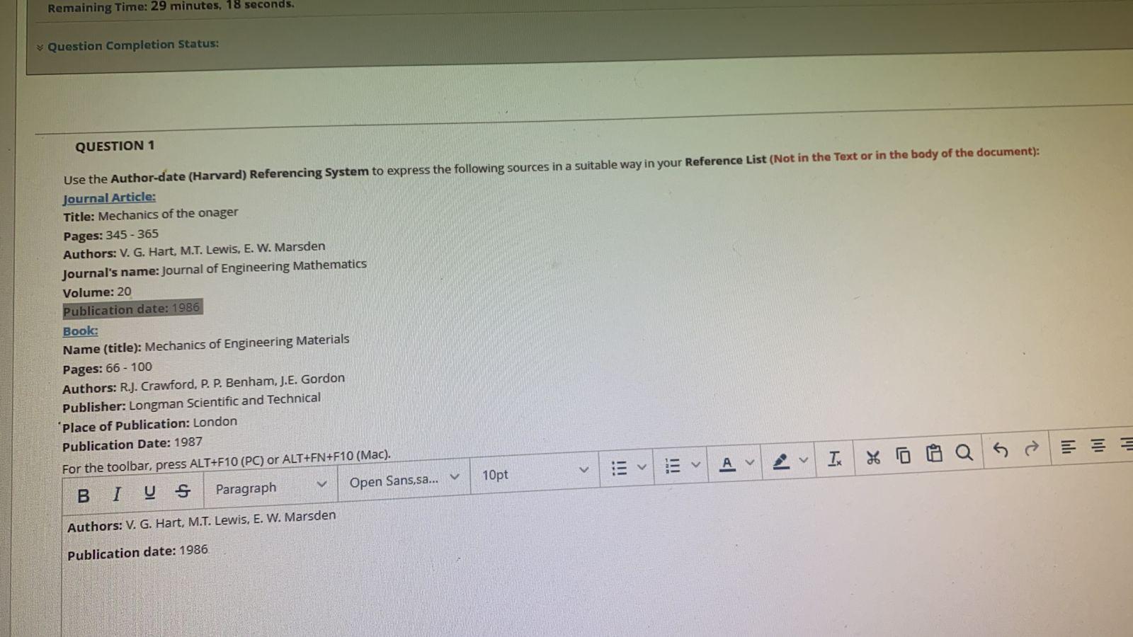 Solved Remaining Time: 29 minutes, 18 seconds. Question | Chegg.com