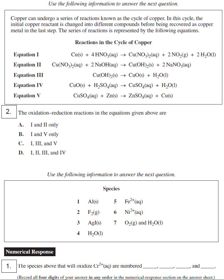 Solved Copper can undergo a series of reactions known as the | Chegg.com