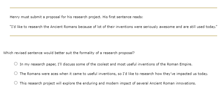 Solved Henry Must Submit A Proposal For His Research Chegg
