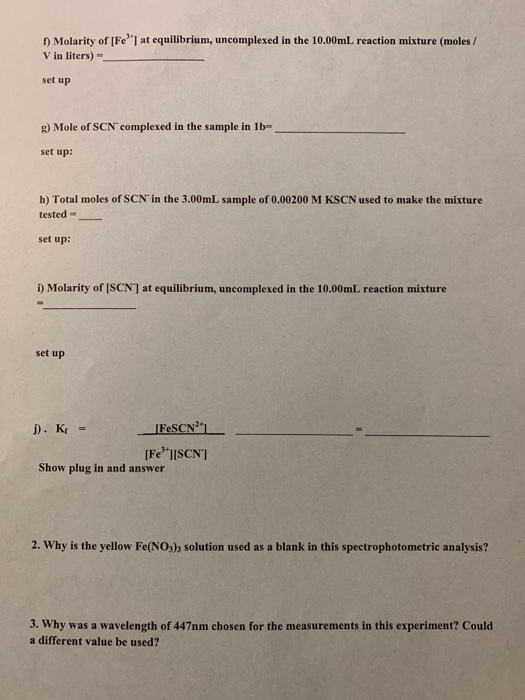 Solved Prelaboratory Exercise for Spectrophotometric | Chegg.com