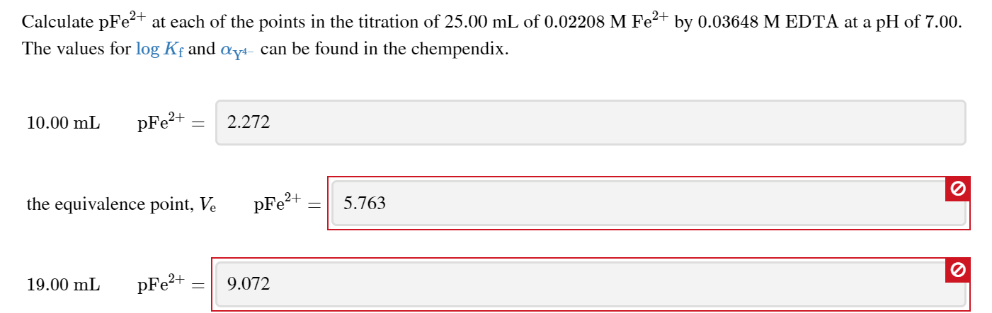 Solved Calculate pFe2+ at each of the points in the | Chegg.com