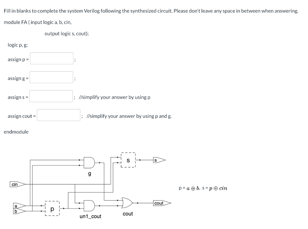 Solved Fill in blanks to complete the system Verilog | Chegg.com