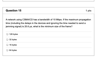 Solved A network using CSMACD has a bandwidth of \\( 10 | Chegg.com