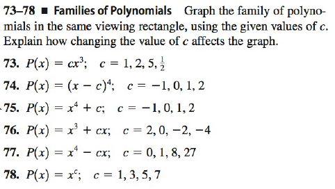 Solved 73–78 Families of Polynomials Graph the family of | Chegg.com