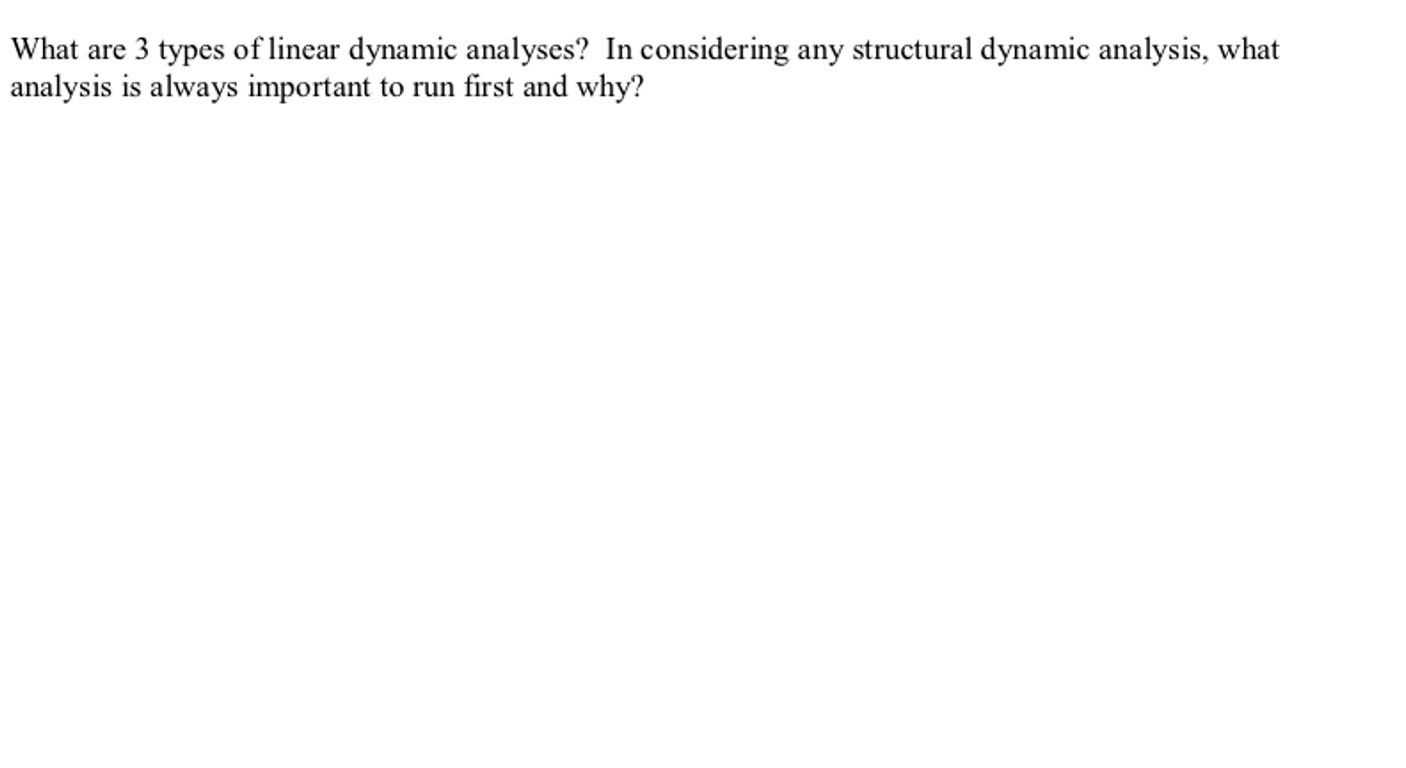 Solved What are 3 types of linear dynamic analyses? In | Chegg.com