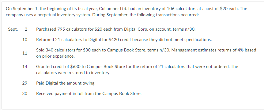 Solved On September 1, the beginning of its fiscal year, | Chegg.com