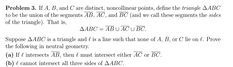 Solved Problem 3. If A, B, and C are distinct, noncollinear | Chegg.com