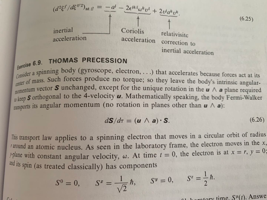 Solved Problem 1 (THOMAS PRECESSION) Hand in the solution to | Chegg.com