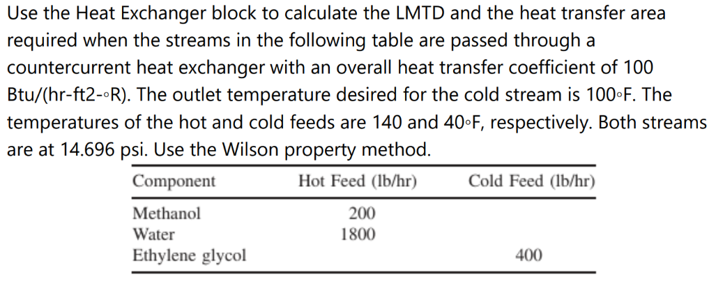 Solved Use the Heat Exchanger block to calculate the LMTD | Chegg.com