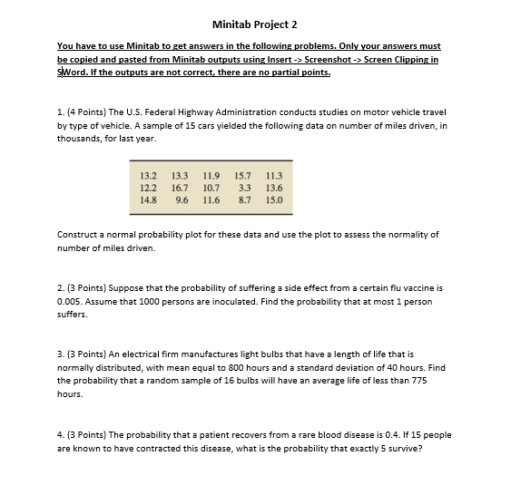 Solved You have to use Minitab to get answers in the | Chegg.com