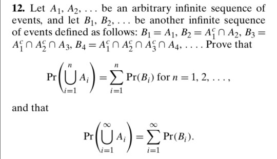 Solved 12. Let A1, A2, .. . be an arbitrary infinite | Chegg.com