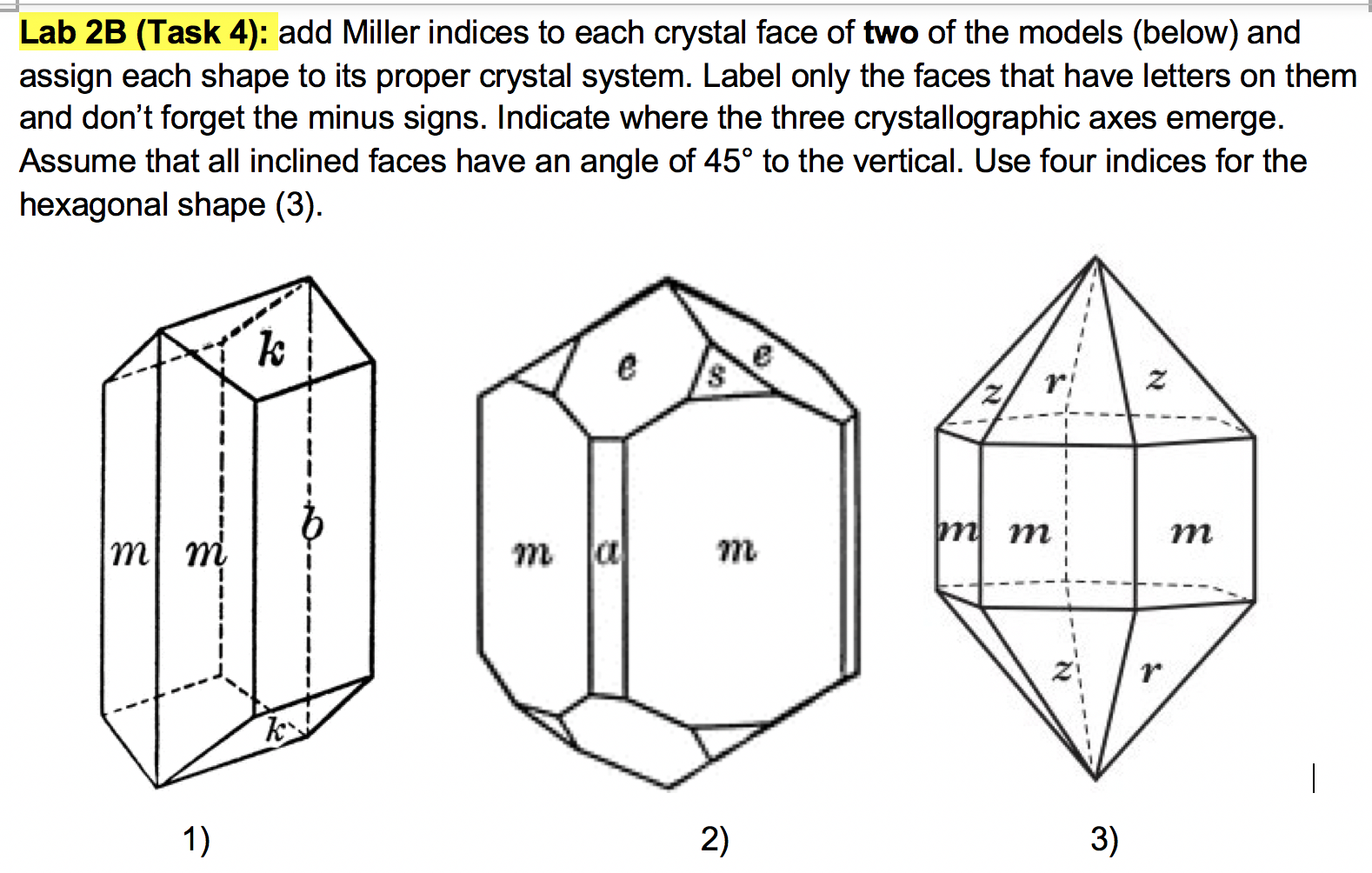 Solved Lab 2B (Task 4): add Miller indices to each crystal | Chegg.com