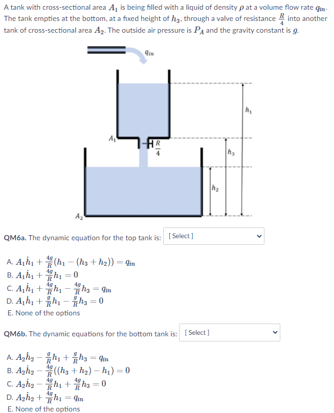 Solved A tank with cross-sectional area A1 is being filled | Chegg.com