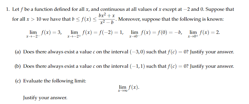 Solved bx2 + x 1. Let f be a function defined for all x, and | Chegg.com