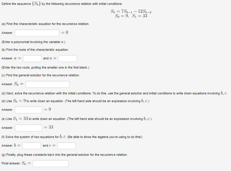 Solved Define the sequence {Sx} by the following recurrence | Chegg.com